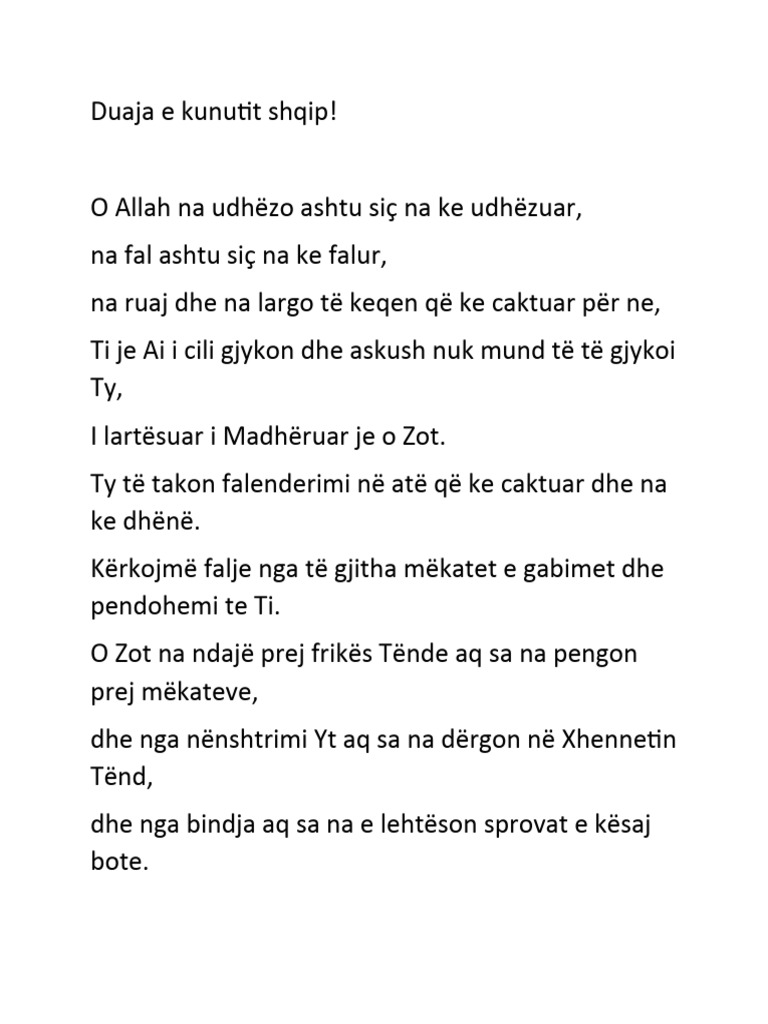 Duaja e Kunutit Shqip | PDF