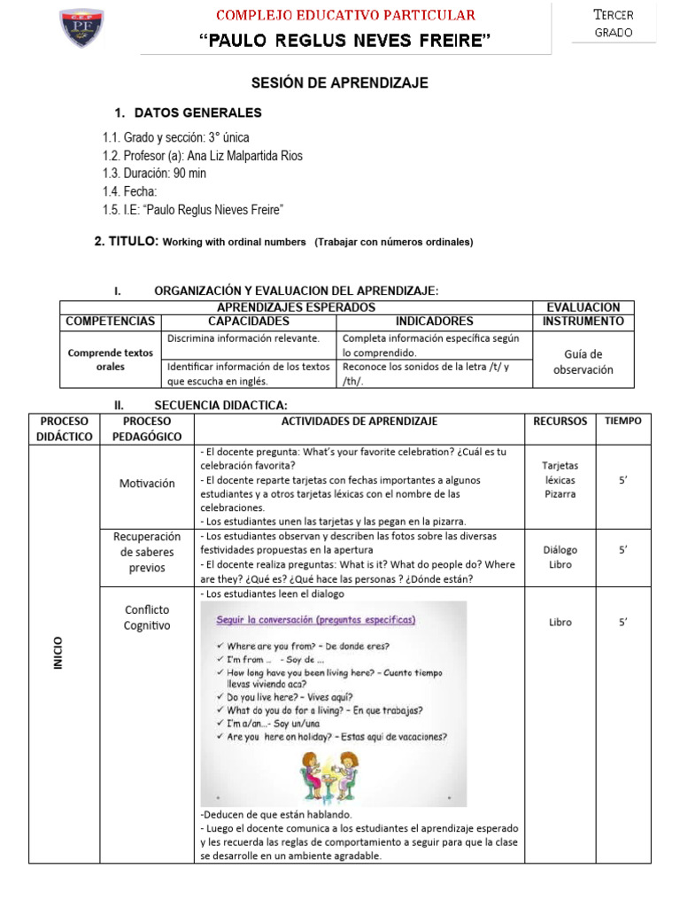 Trabajar Con Números Ordinales | PDF | Ciencia cognitiva | Modificación ...