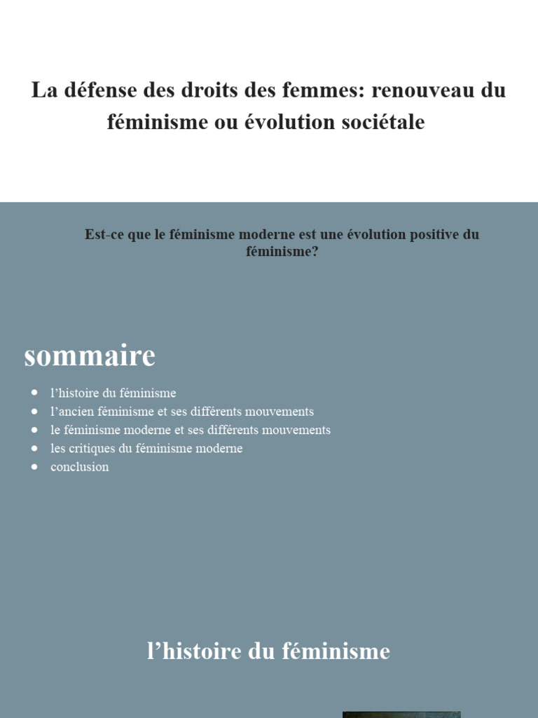 Évolution du féminisme moderne : enjeux et critiques | PDF