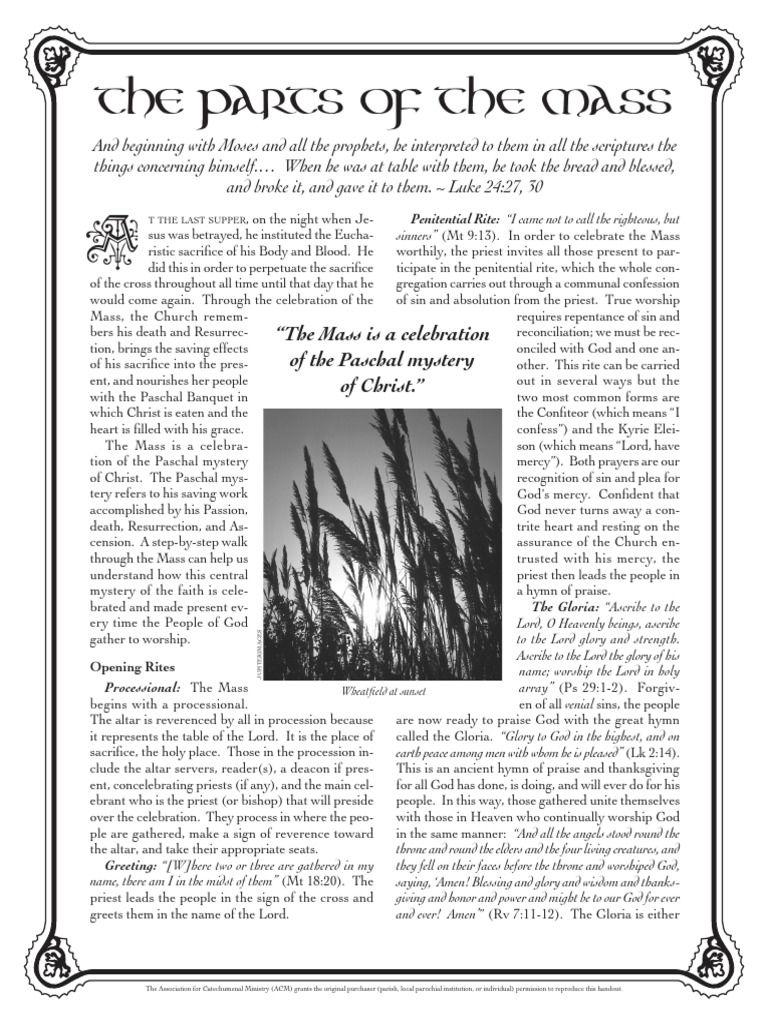 Parts of The Mass | PDF | Eucharist | Mass (Liturgy)