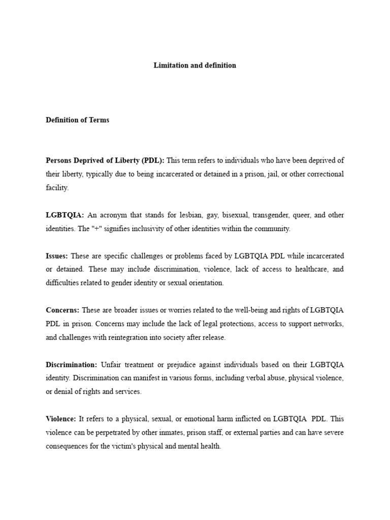 Limitation and Definition | PDF | LGBTQIA+ Studies | Lgbt