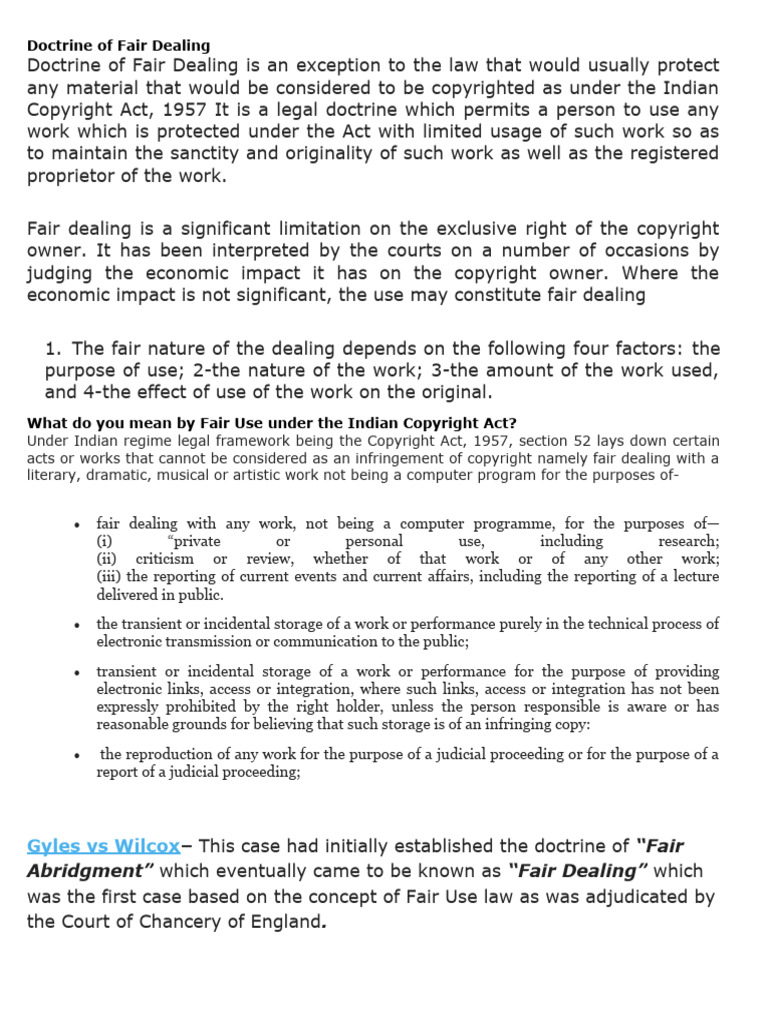 Unit 3 | PDF | Fair Use | Fair Dealing