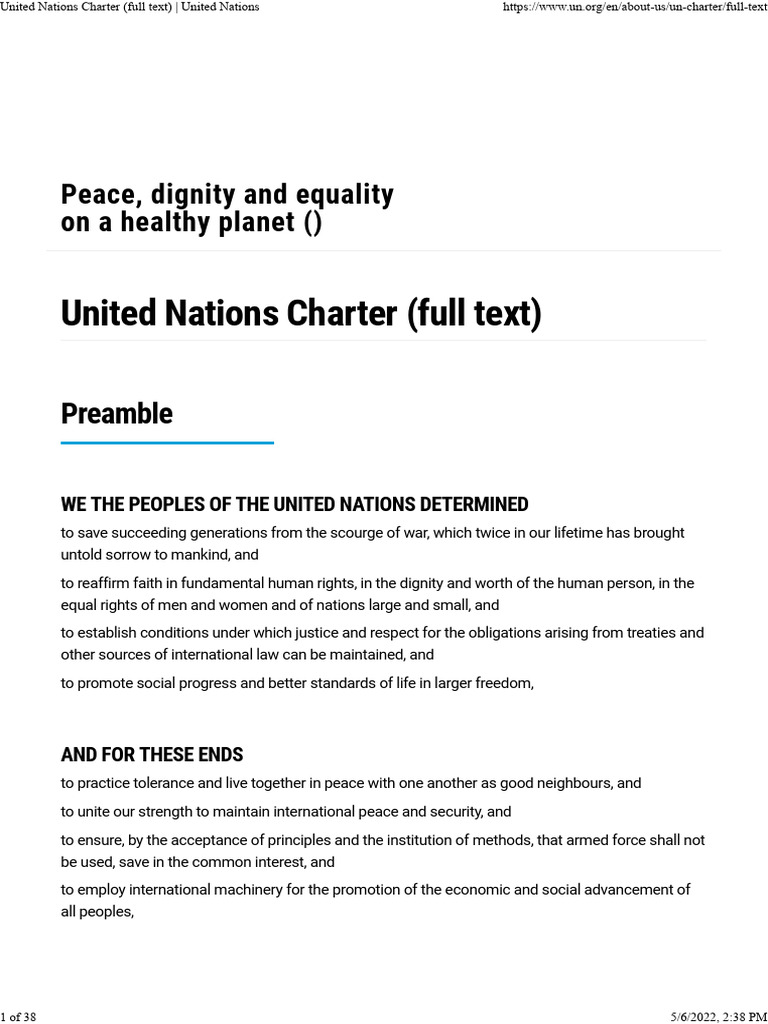 United Nations Charter | PDF | United Nations | International Relations