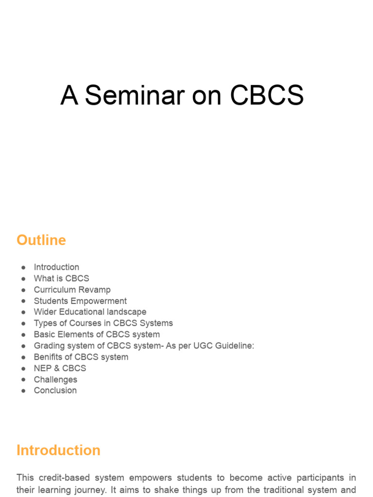 A Seminar On CBCS | PDF | Course Credit | Curriculum