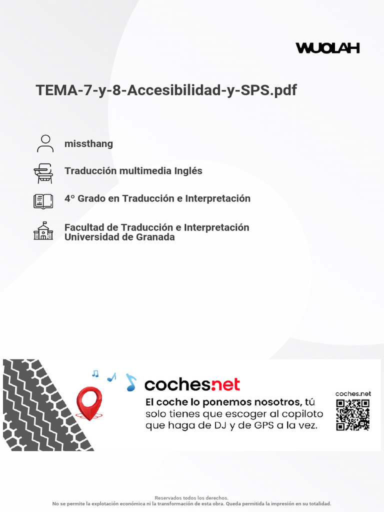 Wuolah Free TEMA 7 y 8 Accesibilidad y SPS | Descargar gratis PDF | Accesibilidad | Invalidez