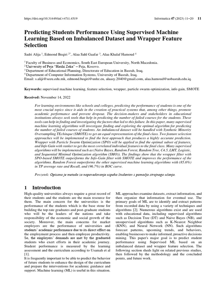 Predicting Students Performanc | PDF | Support Vector Machine | Machine Learning