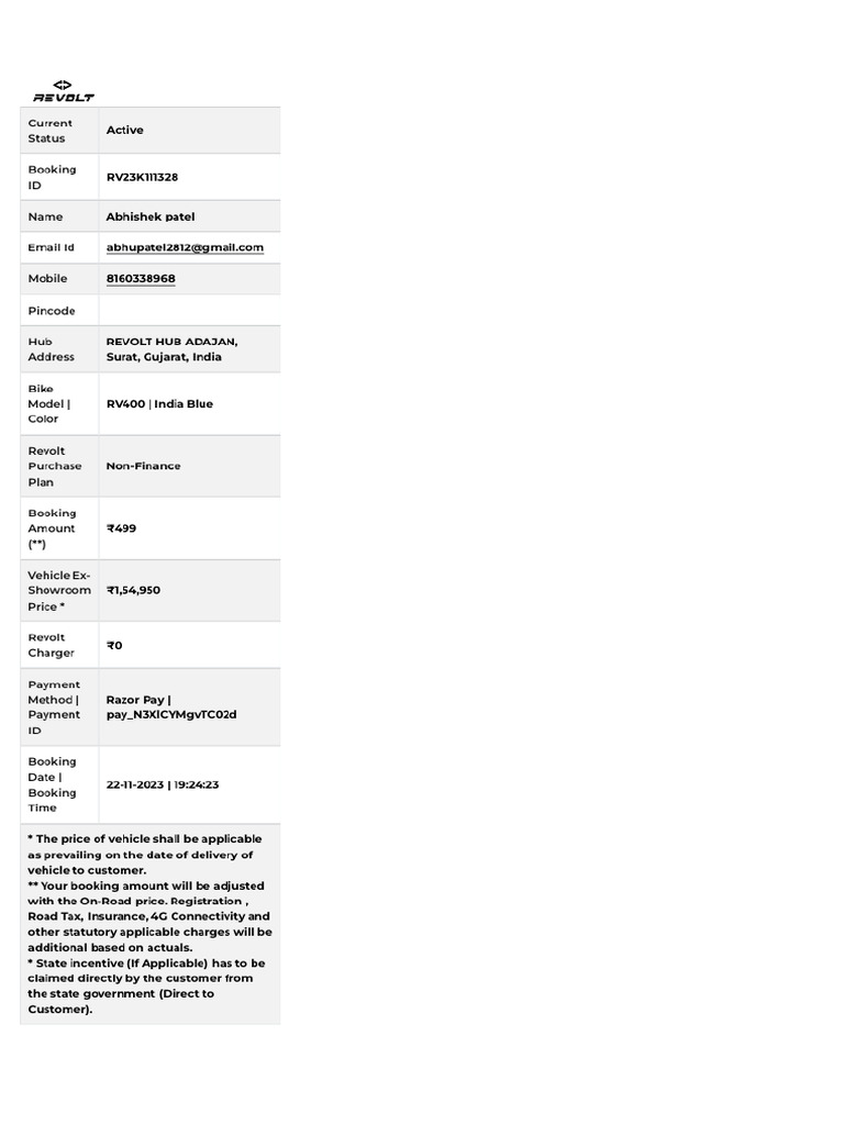 Receipt Booking | PDF