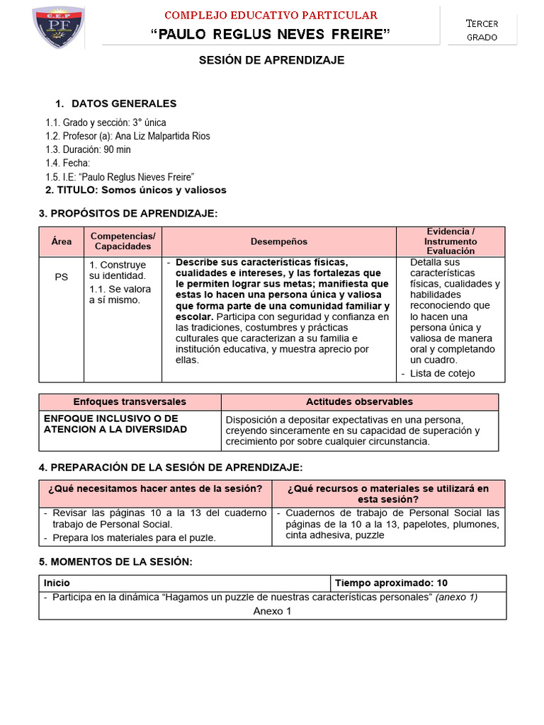 Somos Únicos y Valiosos | PDF | Aprendizaje | Cognición