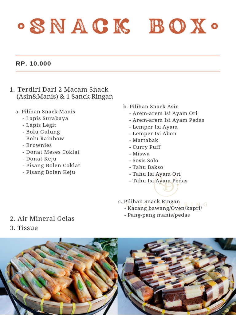 Price List Snack & Rice Box | PDF