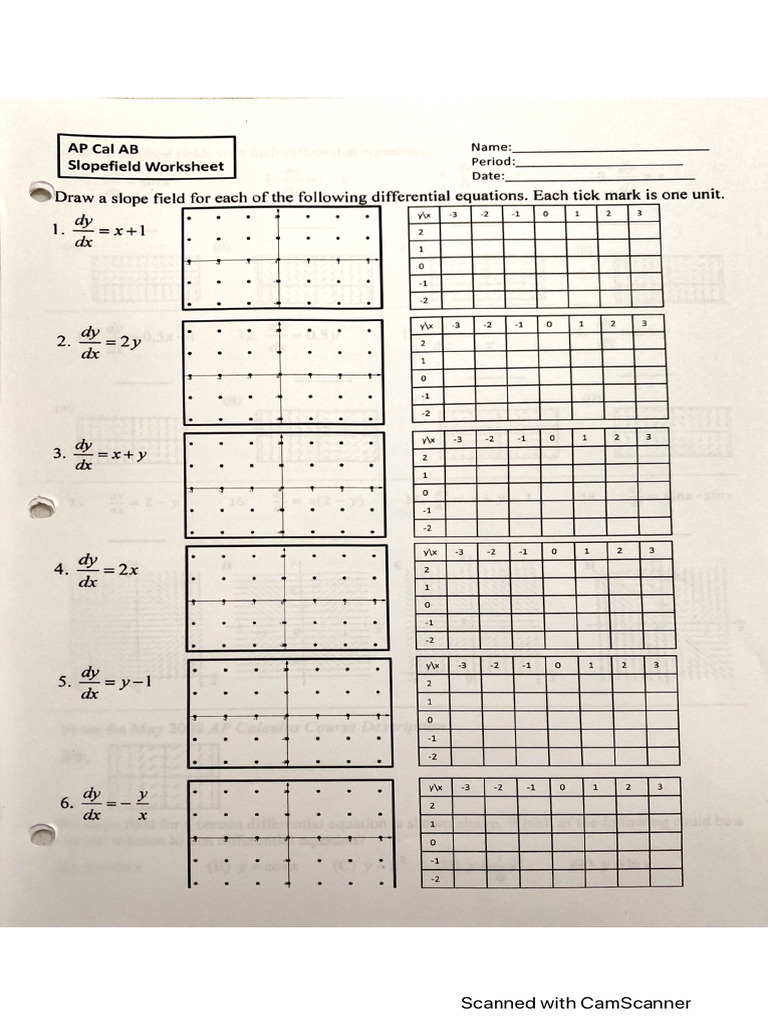 Slopefield Worksheet | PDF