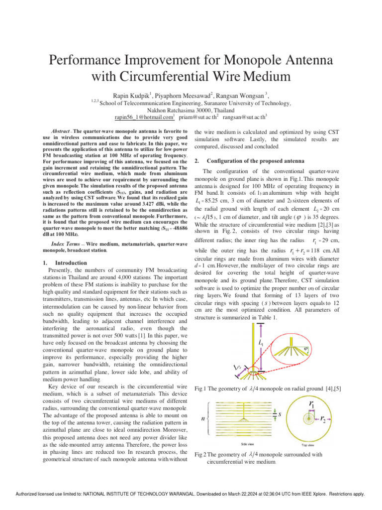 Performance Improvement For Monopole Antenna With Circumferential Wire ...