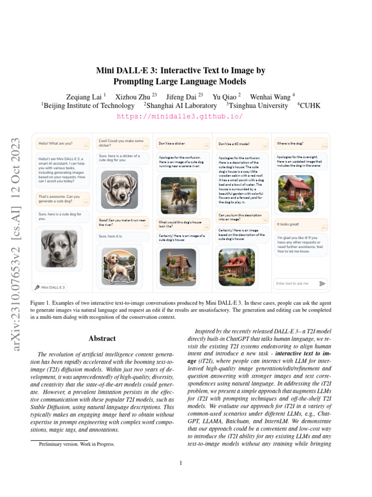 Mini DALL E 3: Interactive Text To Image by Prompting Large Language Models | PDF | Cognitive ...