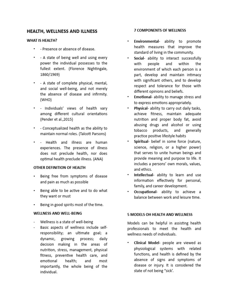 FUNDA_LESSON1_HEALTH_AND_WELLNESS | PDF | Psychology | Behavioural Sciences