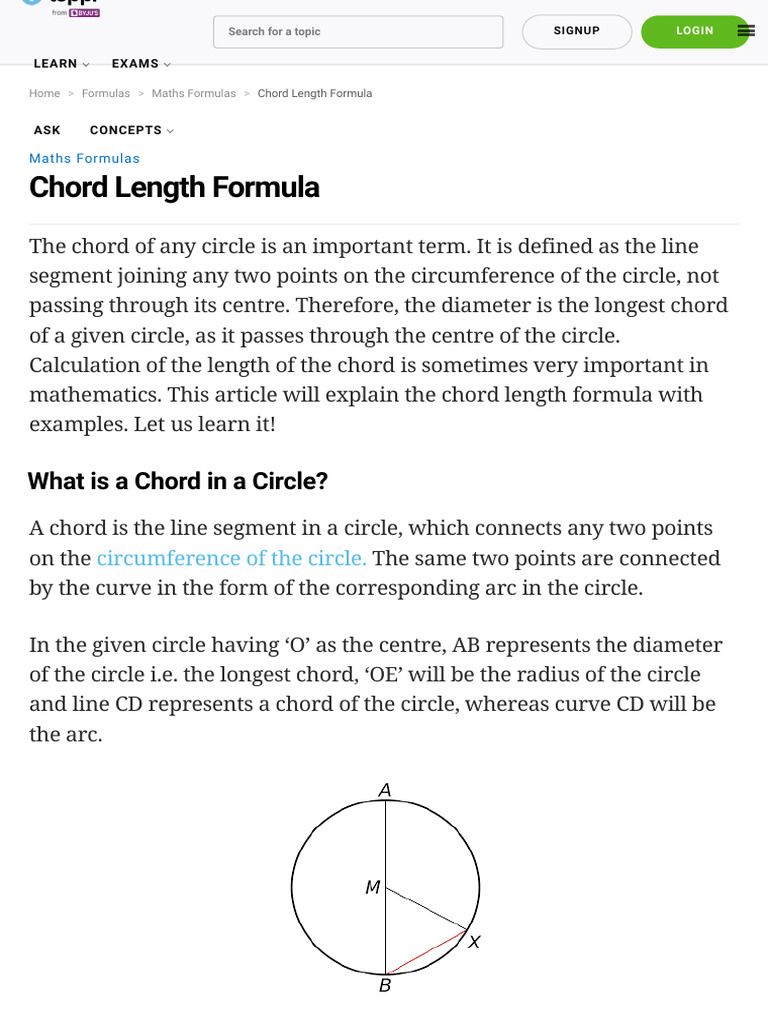 Chord Length Formula Explained | PDF | Circle | Perpendicular