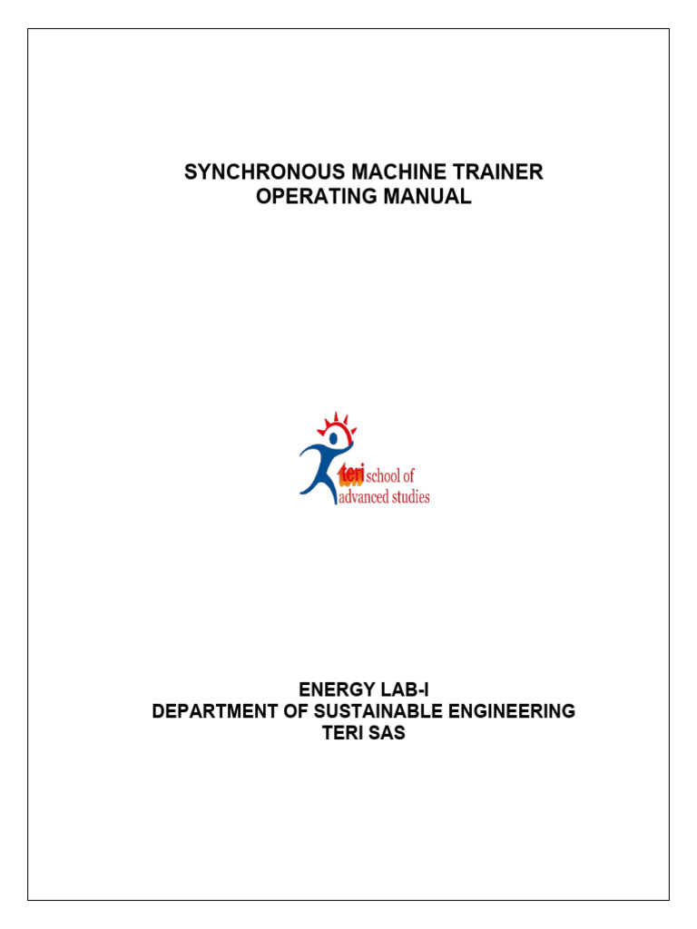Synchronous Machine Trainer Manual | PDF | Electric Generator ...