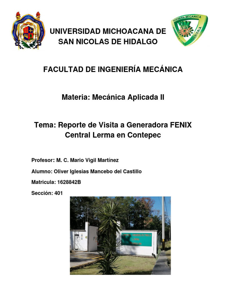 Visita a la Generadora FENIX en Contepec | PDF | Hidroelectricidad ...