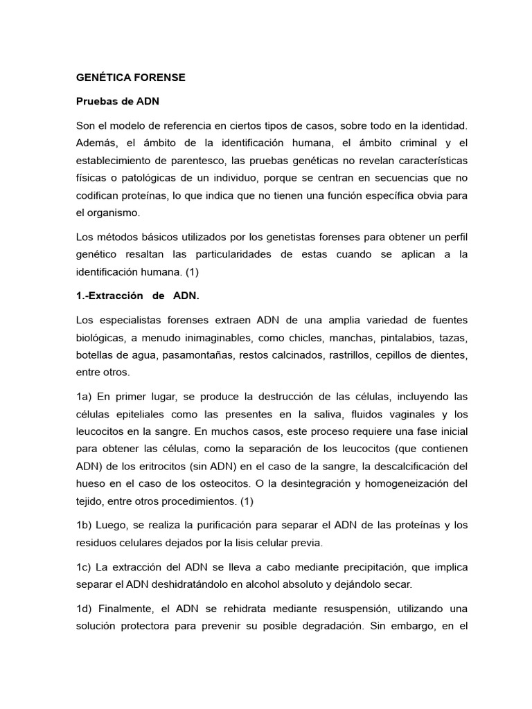 GENÉTICA FORENSE (ADN) | PDF | Reacción en cadena de la polimerasa | Adn