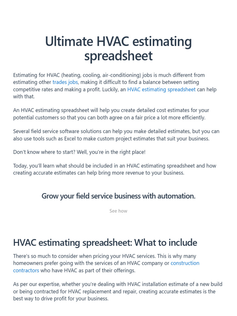 HVAC Estimating Spreadsheet - Method - Me | PDF | Heat Pump | Air ...