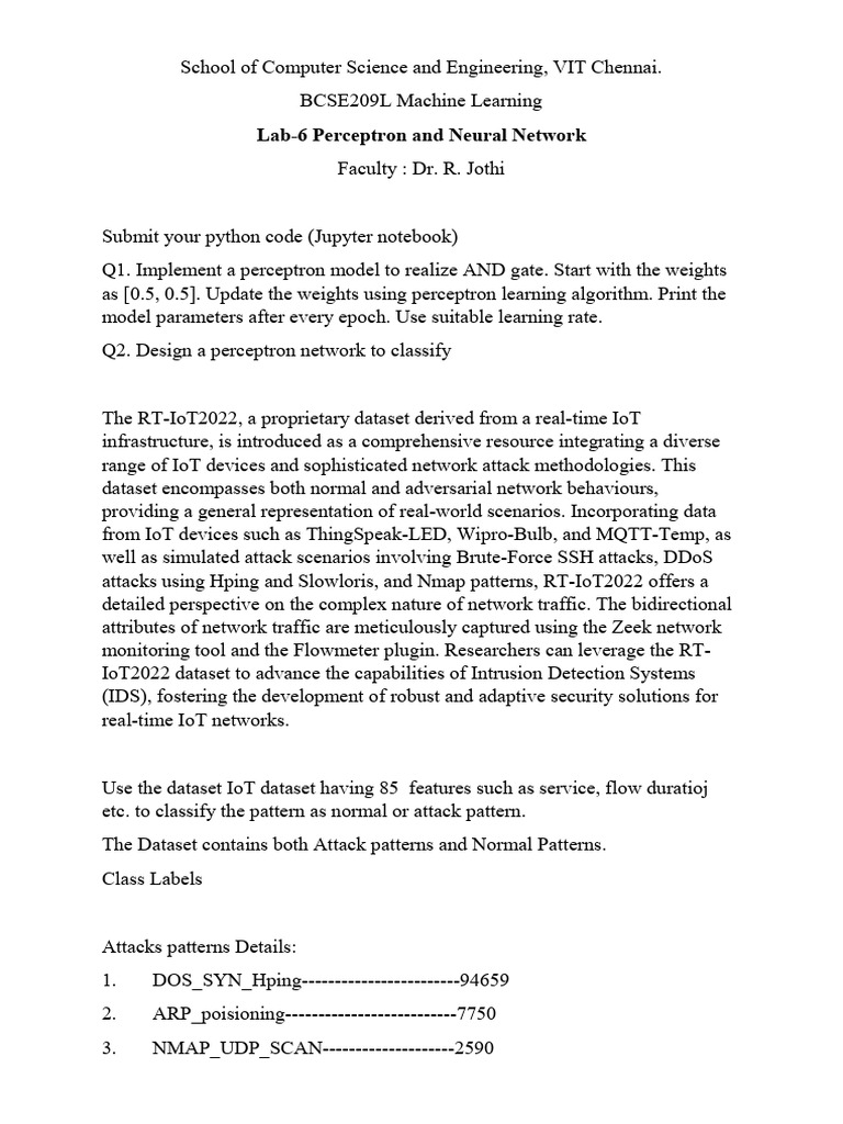 Lab Assignment 6 Perceptron Mlp Pdf 