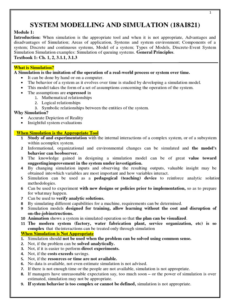 Module 1 - Chapter 1 - 2 | PDF | Simulation | Conceptual Model