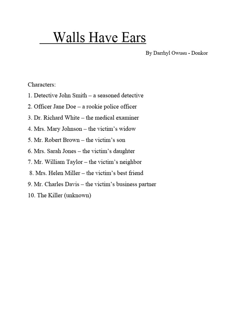 Walls Have Ears | PDF | Detective | Crime Scene