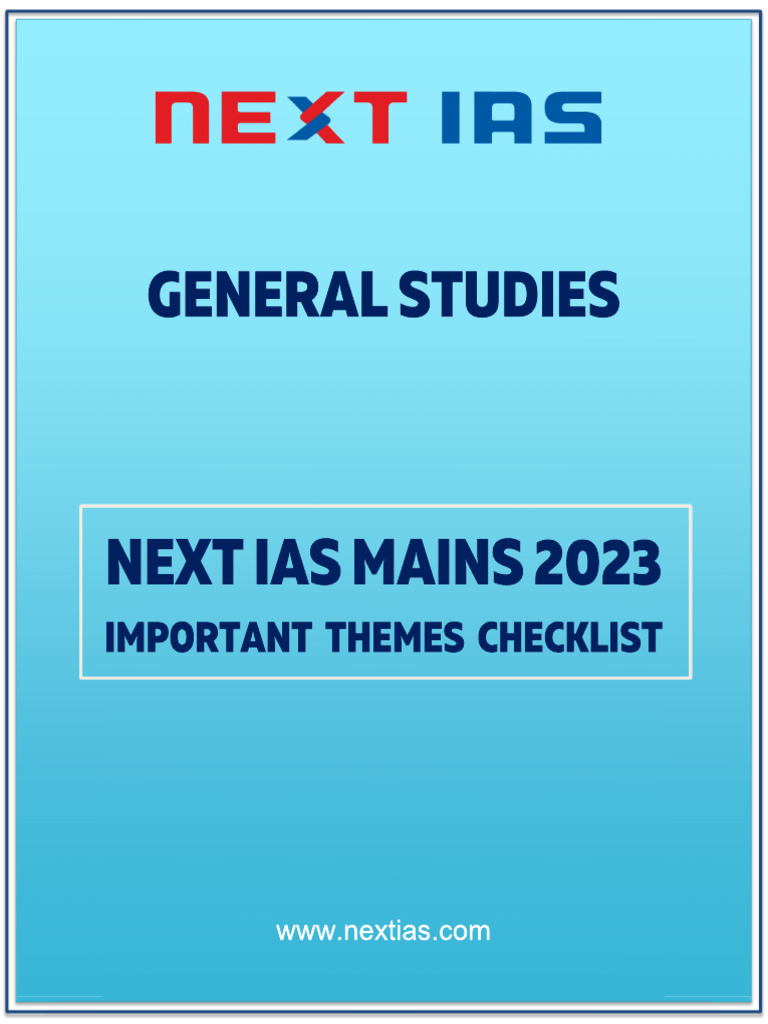 Next Ias Mains 2023 Important Topics Checklist | PDF