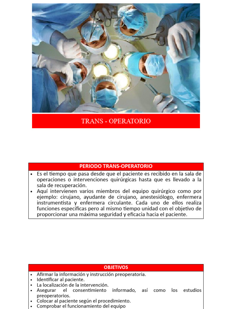 Semana 5 Transoperatorio | PDF | Cirugía | Cirujano