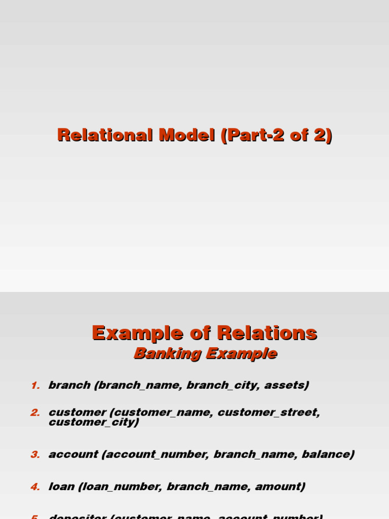 3 Relational Model Part 2of3 | PDF | Deposit Account | Loans