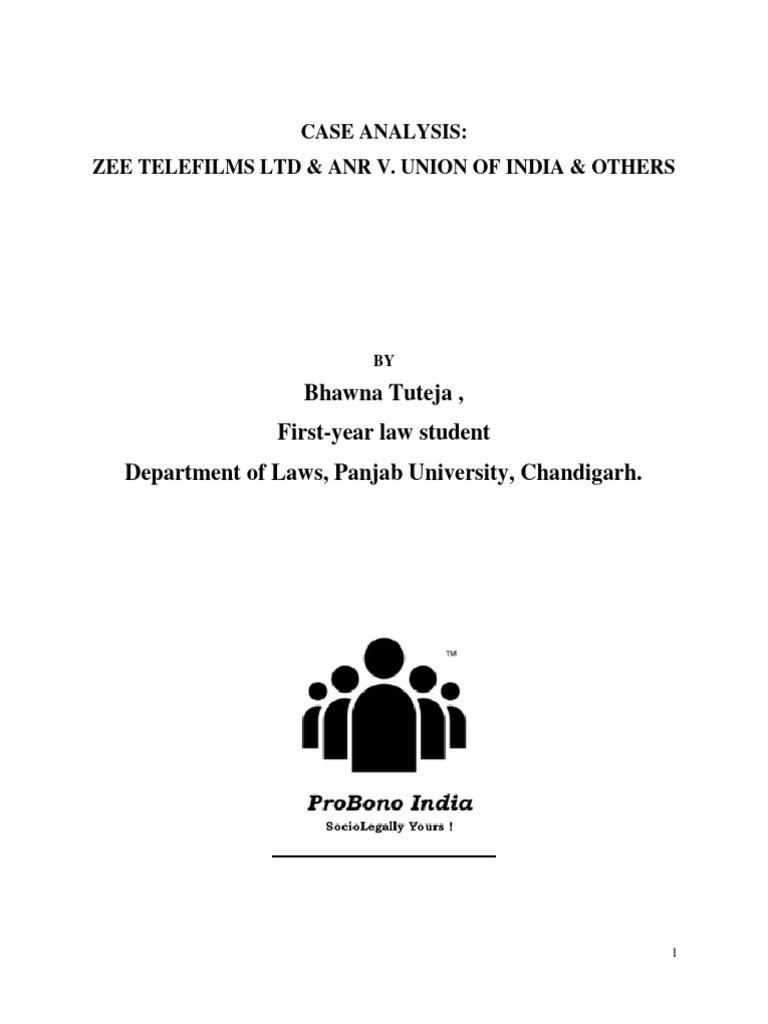 292 - CASE ANALYSIS - Zee Telefilms V UOI (1517 HRS) - Bhawna Tuteja | Download Free PDF ...