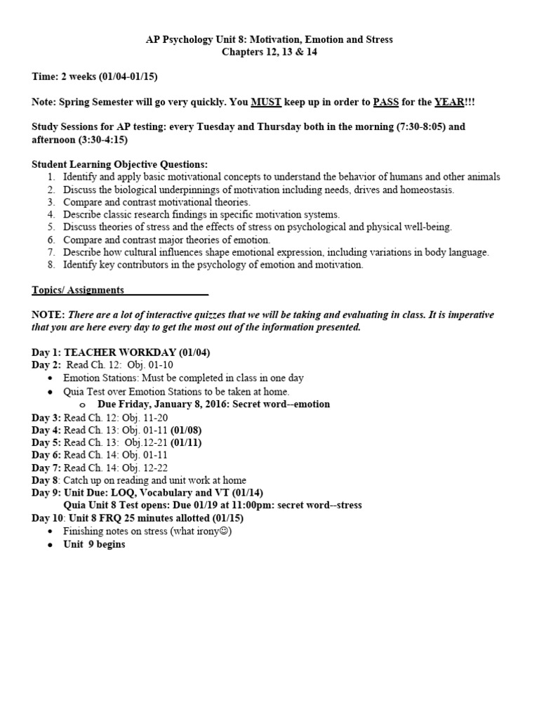 AP Psychology Unit 8 | PDF | Career & Growth