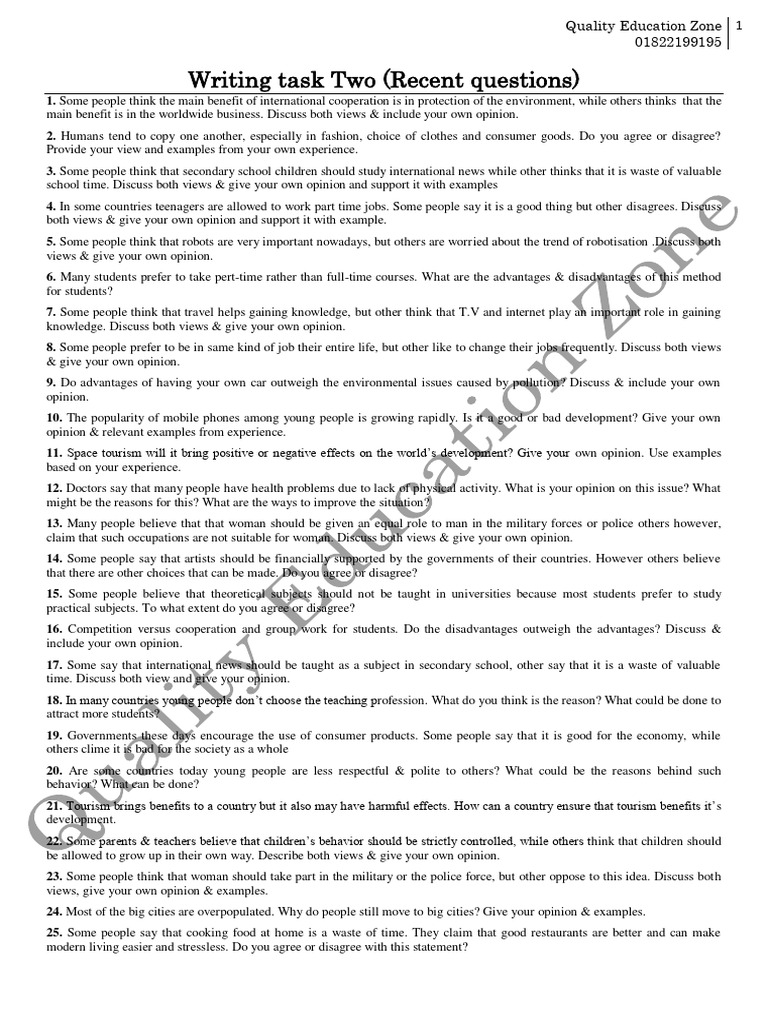 Writing Task Two | PDF | Experience | Reason