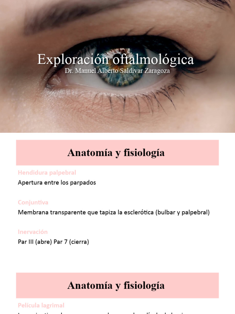 Exploración Oftalmológica | PDF | Ojo humano | Medicina CLINICA