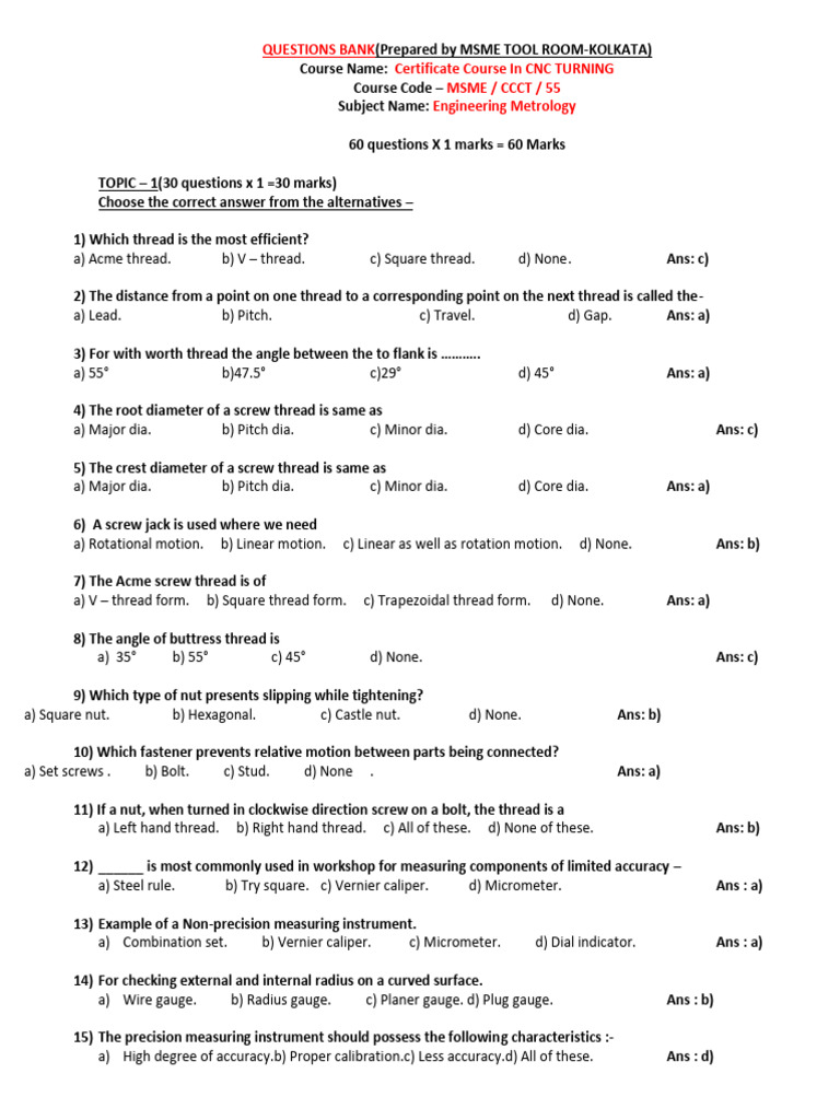 Engineering Metrology | PDF | Engineering Tolerance | Metalworking