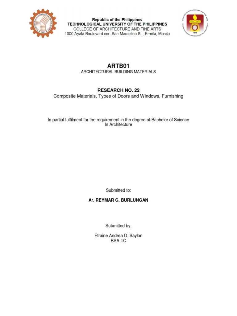 Architectural Building Materials Overview | PDF | Door | Composite Material
