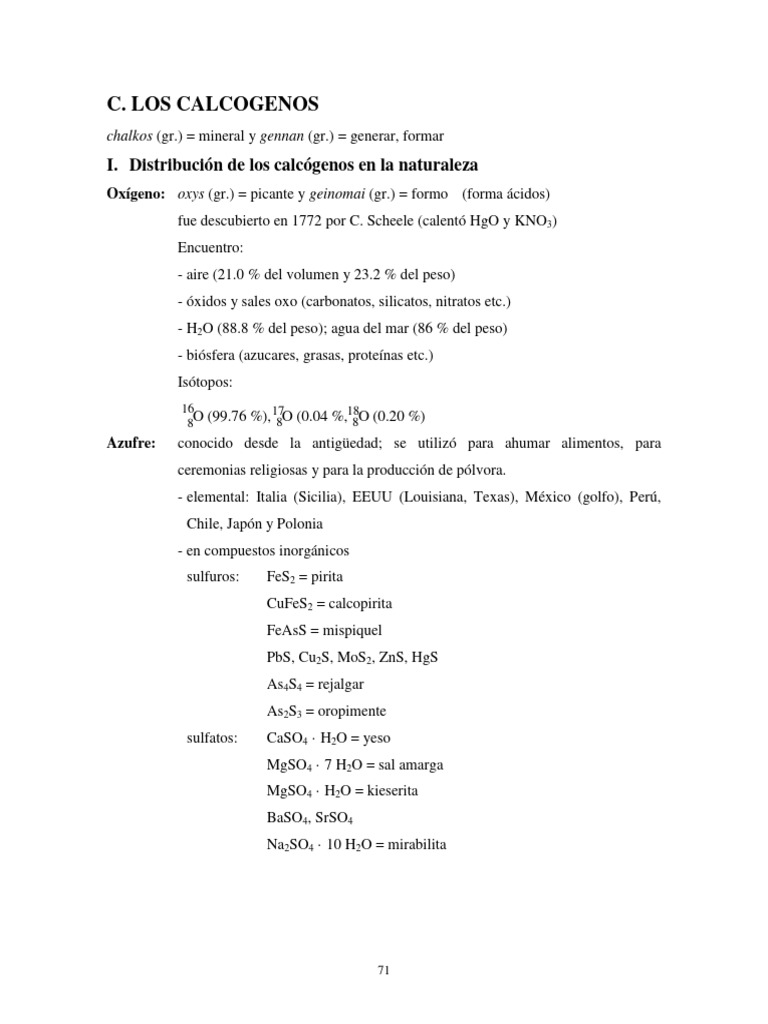 4 Los Calcógenos. | PDF | Materiales | Compuestos químicos
