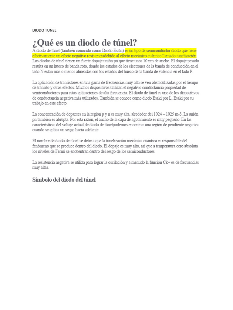 Diodo Tunel | PDF | Diodo | Semiconductores