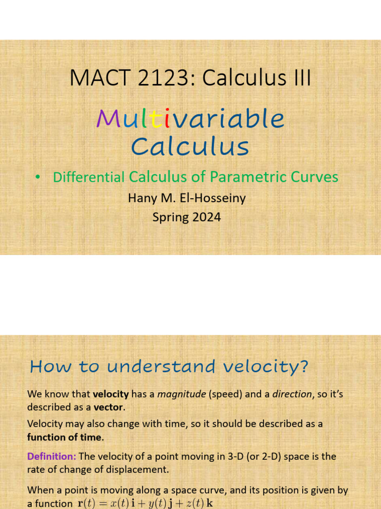 Lecture 2 Differential Calculus Parametric Pdf Derivative Integral