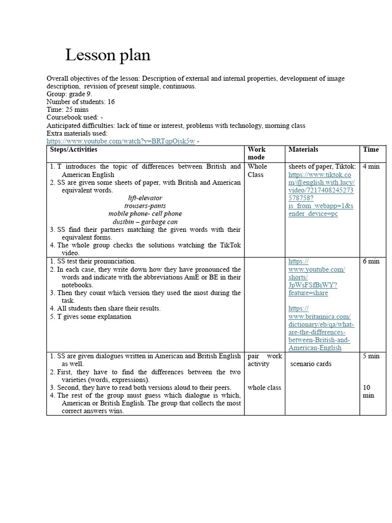 Lesson Plan-Pronunciation | PDF Lesson Plan-Pronunciation | PDF