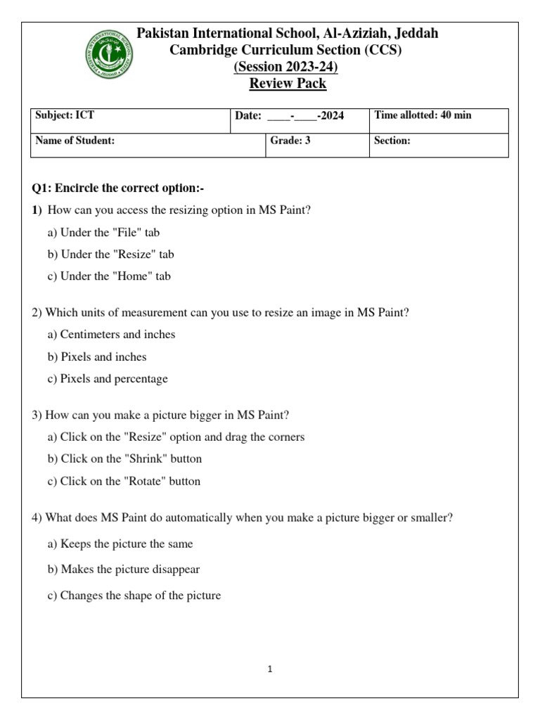 G3 ICT Review Pack 2nd Term | PDF | Computer Graphics | Software