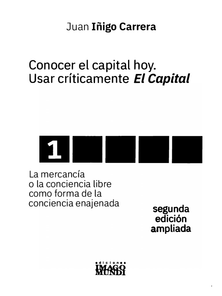 Juan Iñigo Carrera - Conocer El Capital Hoy. Usar Críticamente El ...
