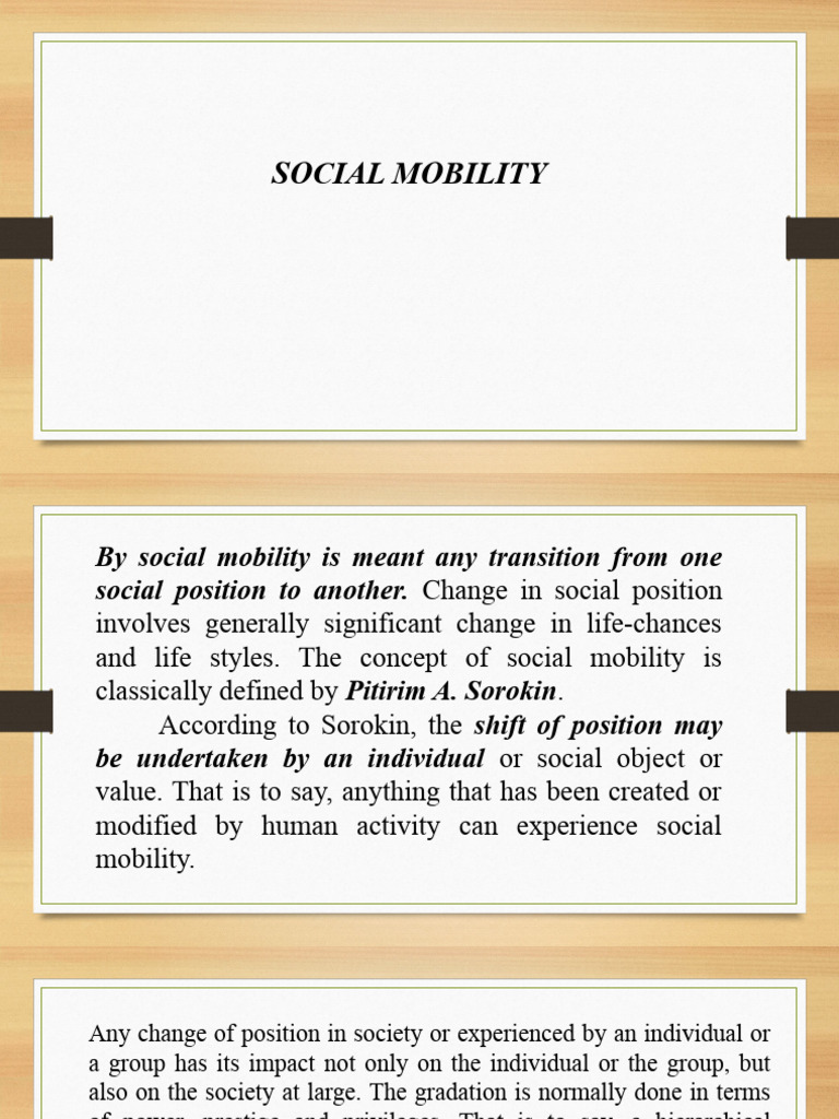 Social Mobility ppt | PDF | Social Mobility | Social Stratification