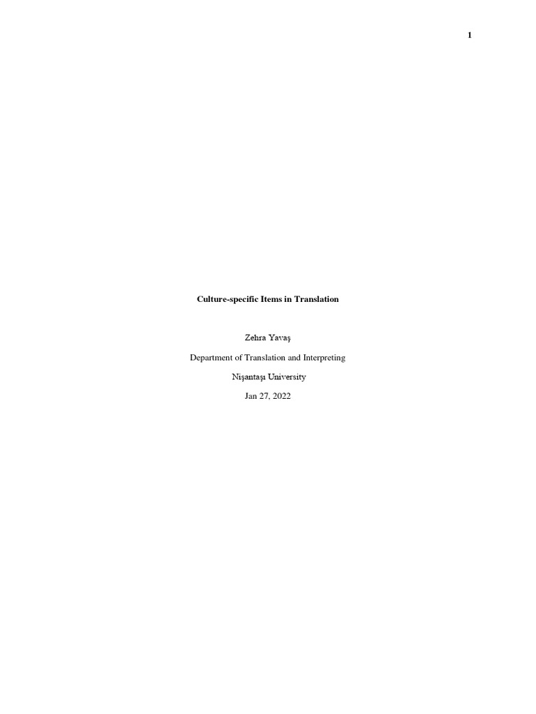 Culture Specific Items in Translation | PDF | Translations | Word
