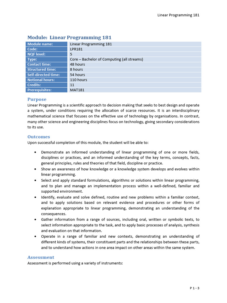 Linear Programming 181 LPR181 | PDF | Linear Programming | Computer Programming