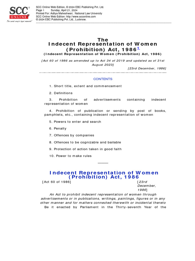 Indecent Representation Act 1986 | PDF | Obscenity | Search Warrant