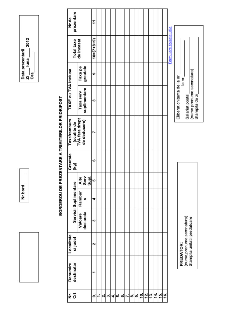 Borderou Posta | PDF