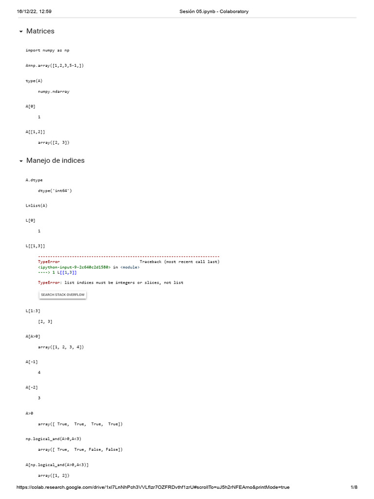 Sesión 05.ipynb - Colaboratory | PDF | Algoritmos y Estructuras de Datos | Programación de ...