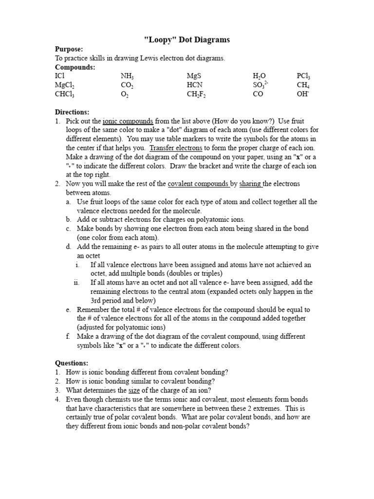 Loopy_Lewis_structures | PDF | Chemical Bond | Chemical Compounds