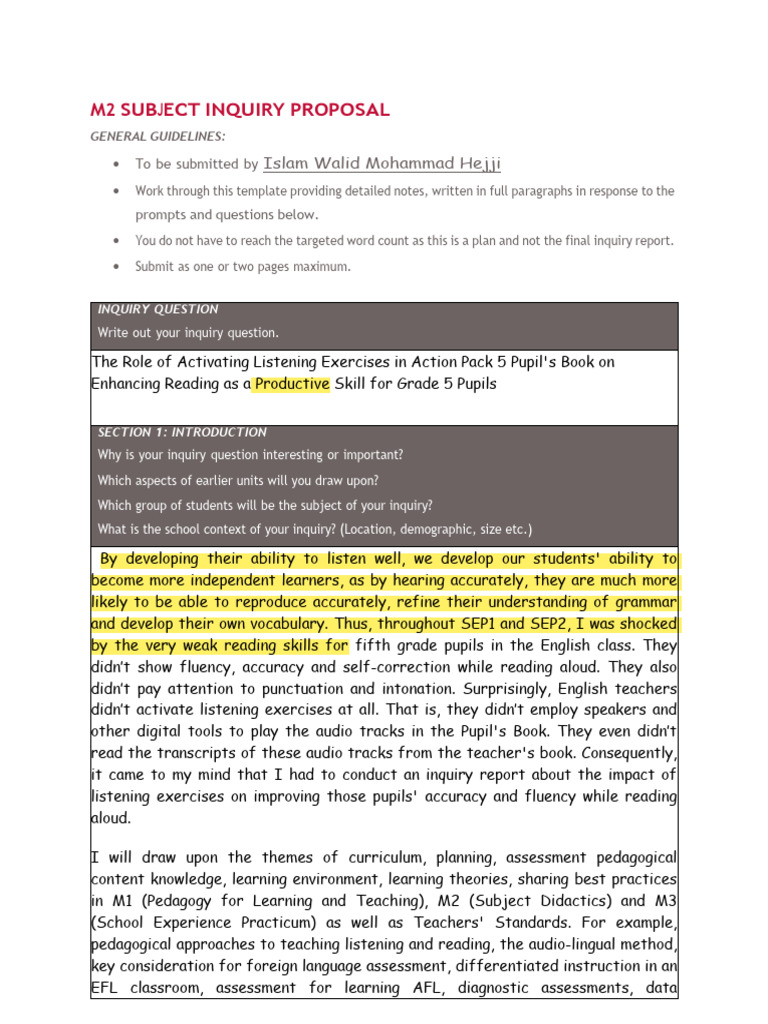 Sample Proposal | PDF | Pedagogy | Teachers