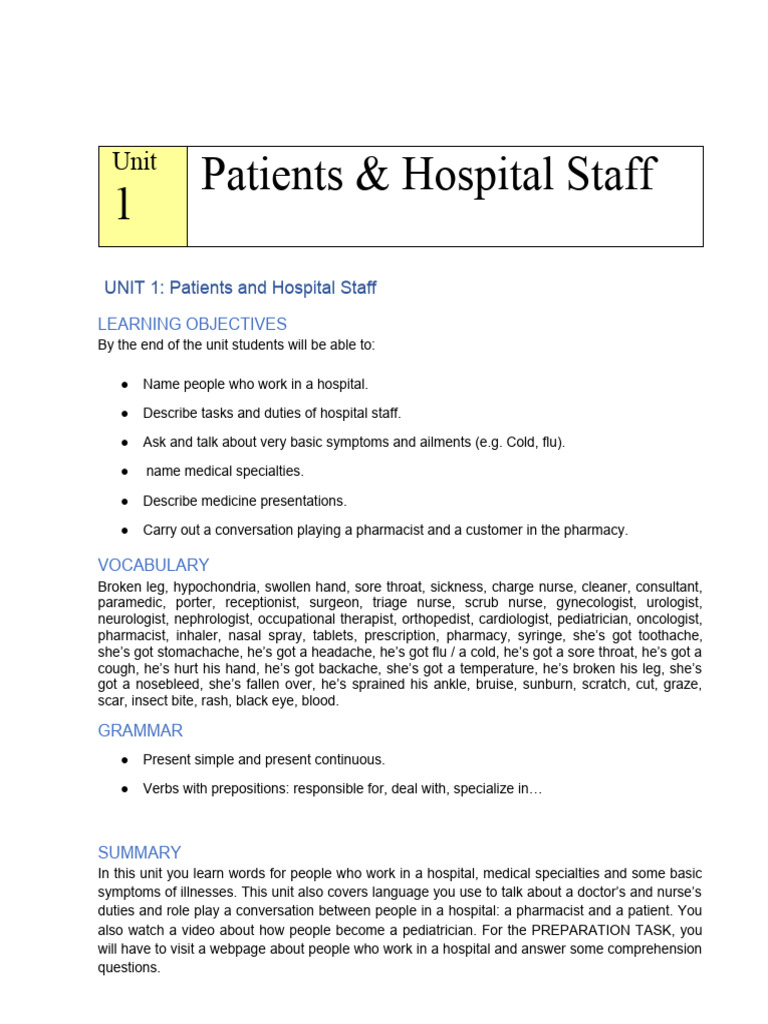 UNIT_1_Student_Handout (3)-1 | PDF | Nursing | Health Professional