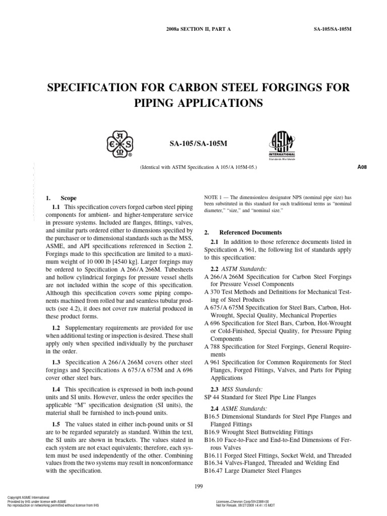 Asme Section Ii A Sa-105 Sa-105m | PDF | Pipe (Fluid Conveyance) | Heat ...